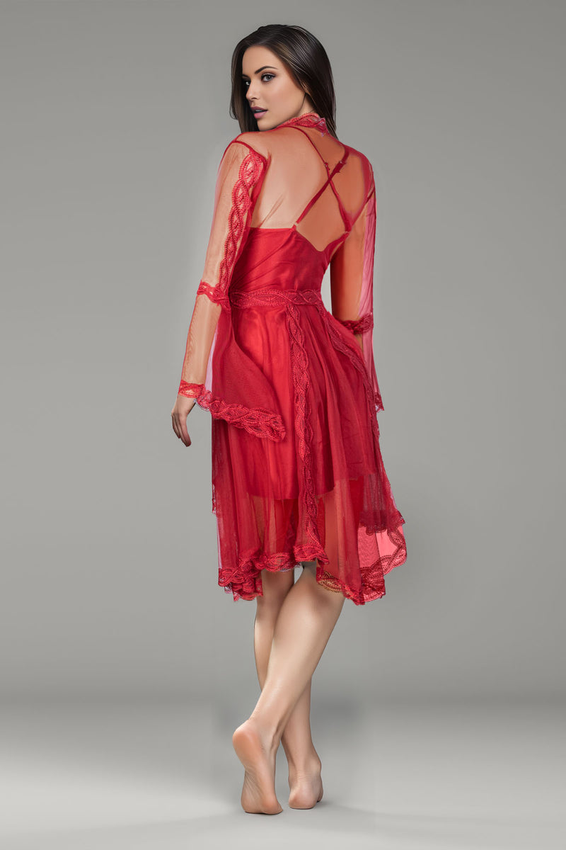 BLS - Bea Silk And Lace Nighty - Burgundy – British Lingerie Studio ...