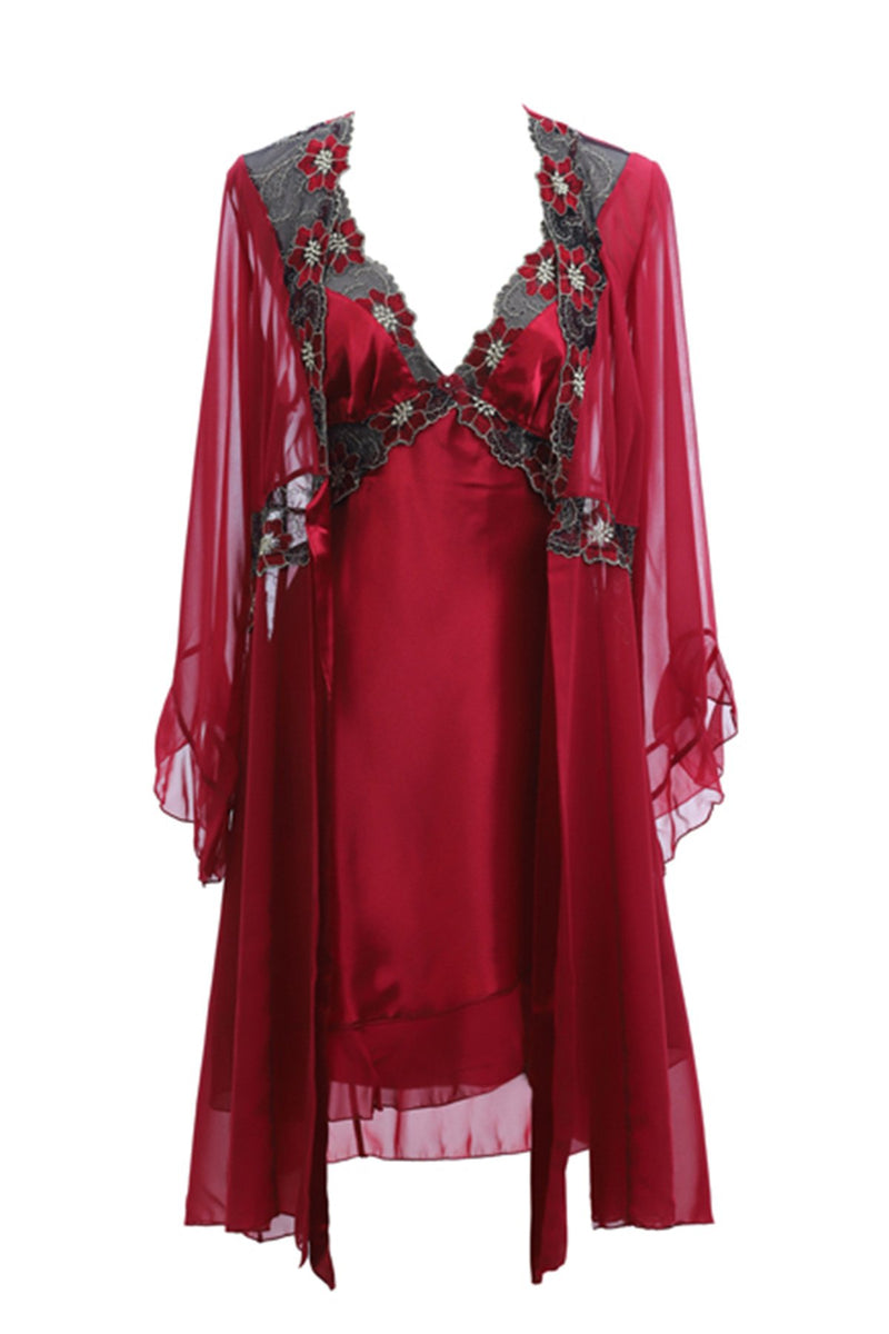 BLS - Harriet Silk And Chantilly Nighty - Burgundy – British Lingerie ...